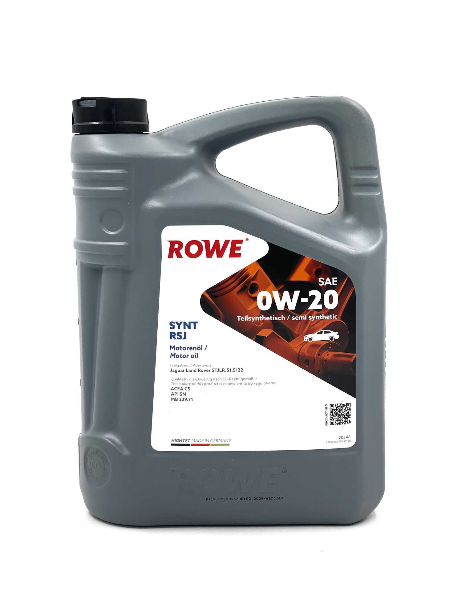 Масло моторное Rowe Synt RSJ 0w-20, синтетическое , 5 литров