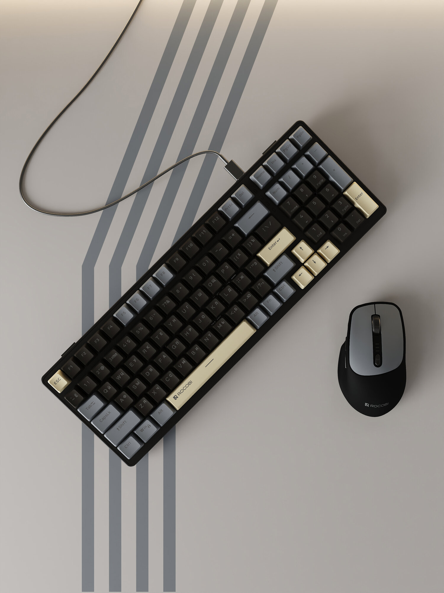 Клавиатура и мышь ROCOBI R1 Hot-Swap + ROCOBI M1 набор, комплект с подсветкой для компьютера ноутбука mouse, keyboard