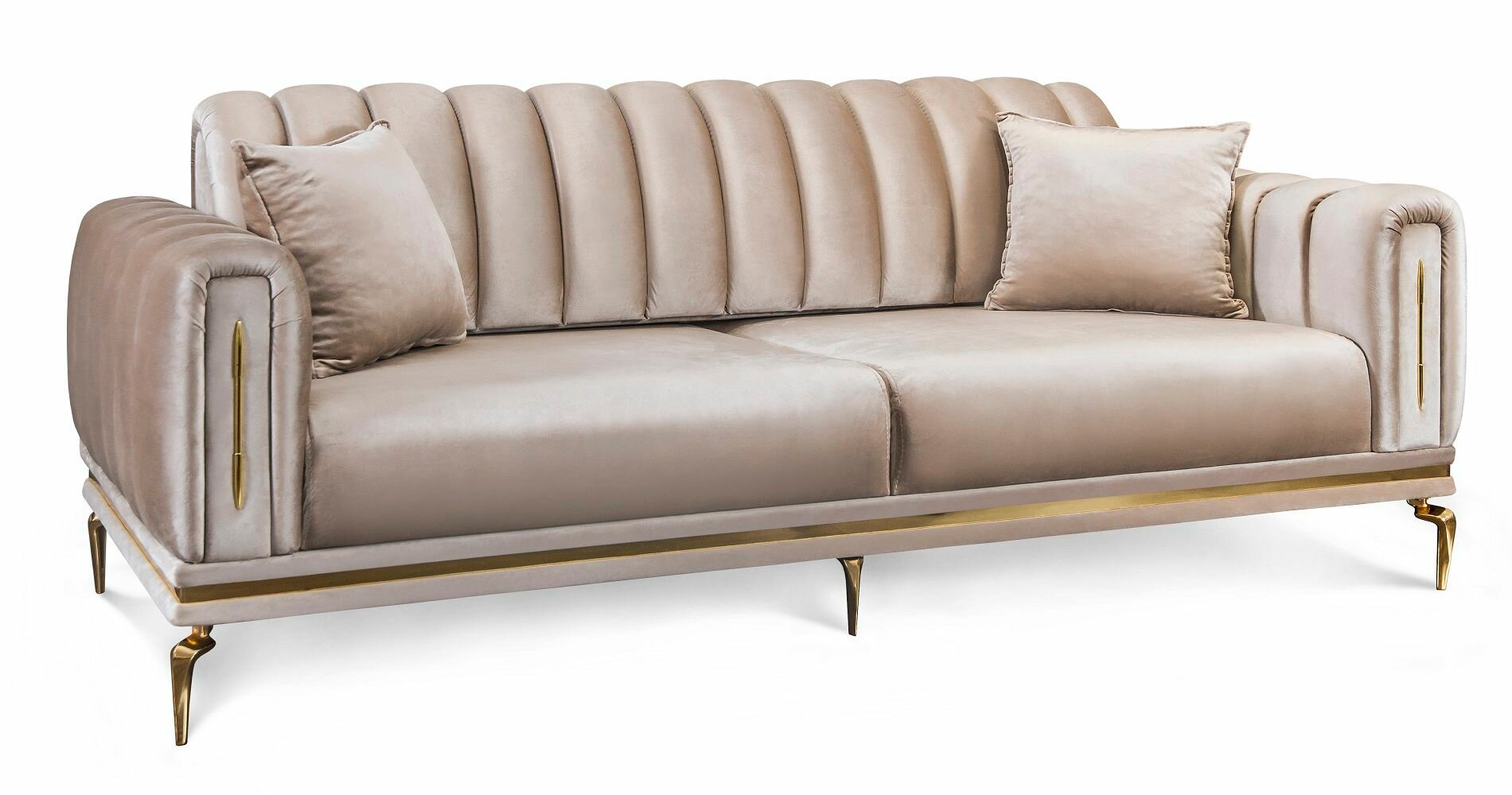 Диван-кушетка Alba "Замира", трехместный, раскладной, велюр, бежевый