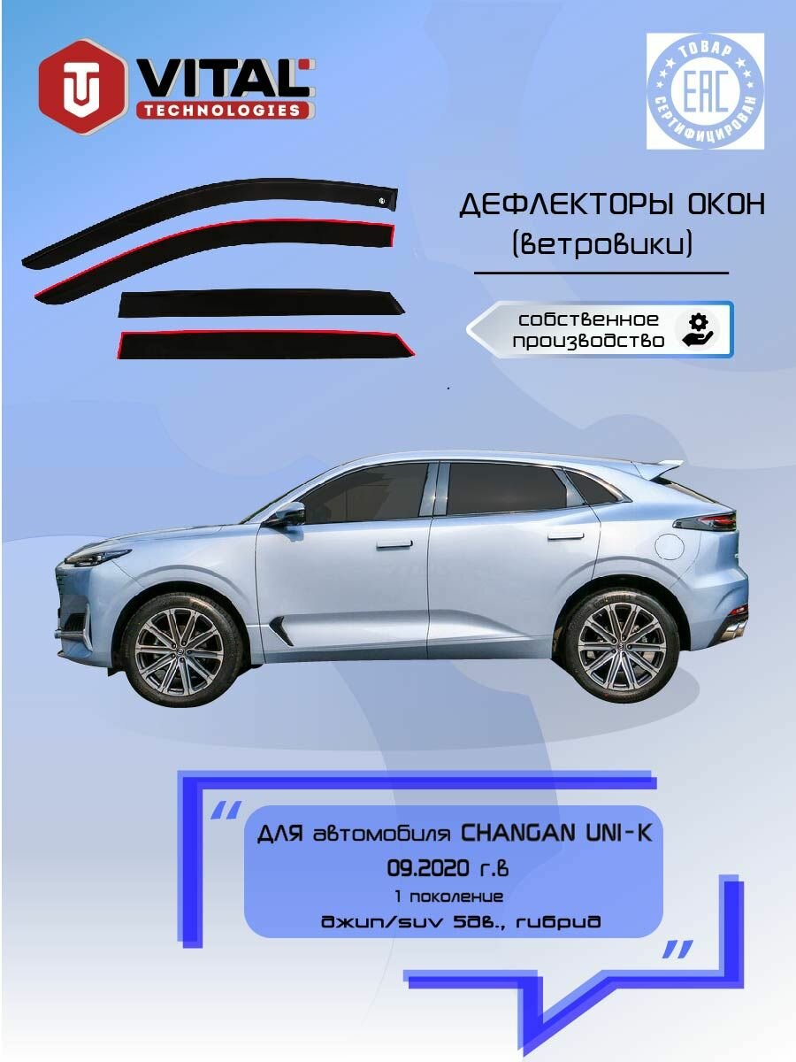 Дефлектор окон (ветровик) для Changan UNI-K с 09.2020 г. в.