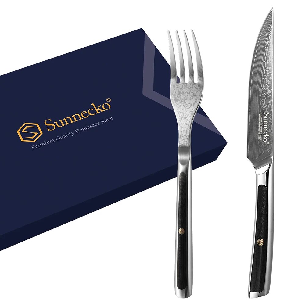 Набор ножей Sunnecko из дамасской стали VG10 для стейков 2PCS Set A