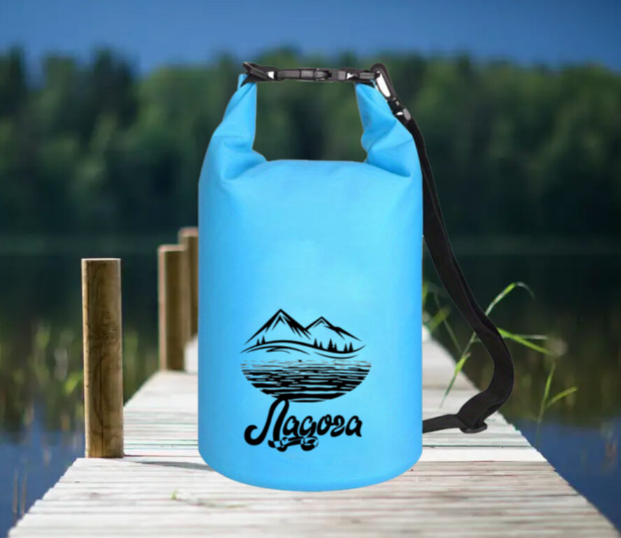 Герморюкзак, Гермосумка, Гермомешок, туристическая водонепроницаемая сумка, Голубой Ладога 10 литров