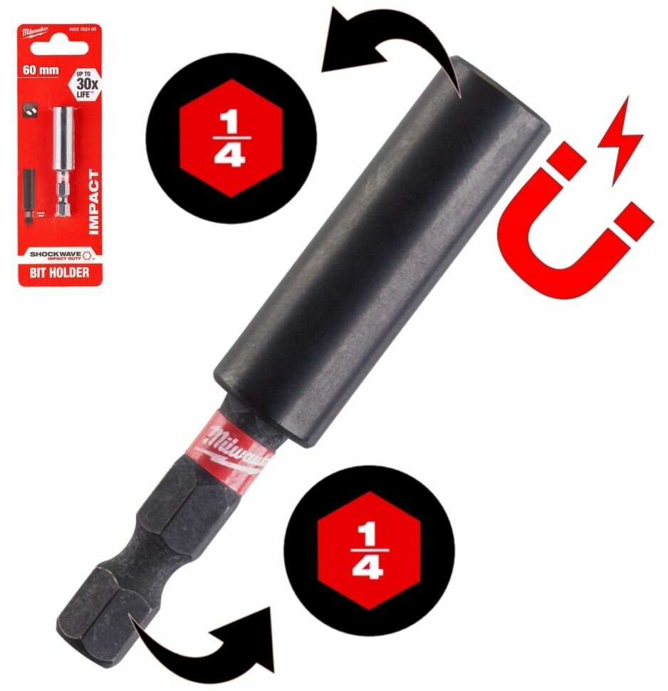 Магнитный держатель для бит ShW1/4 (60 мм; 1 шт.) Milwaukee
