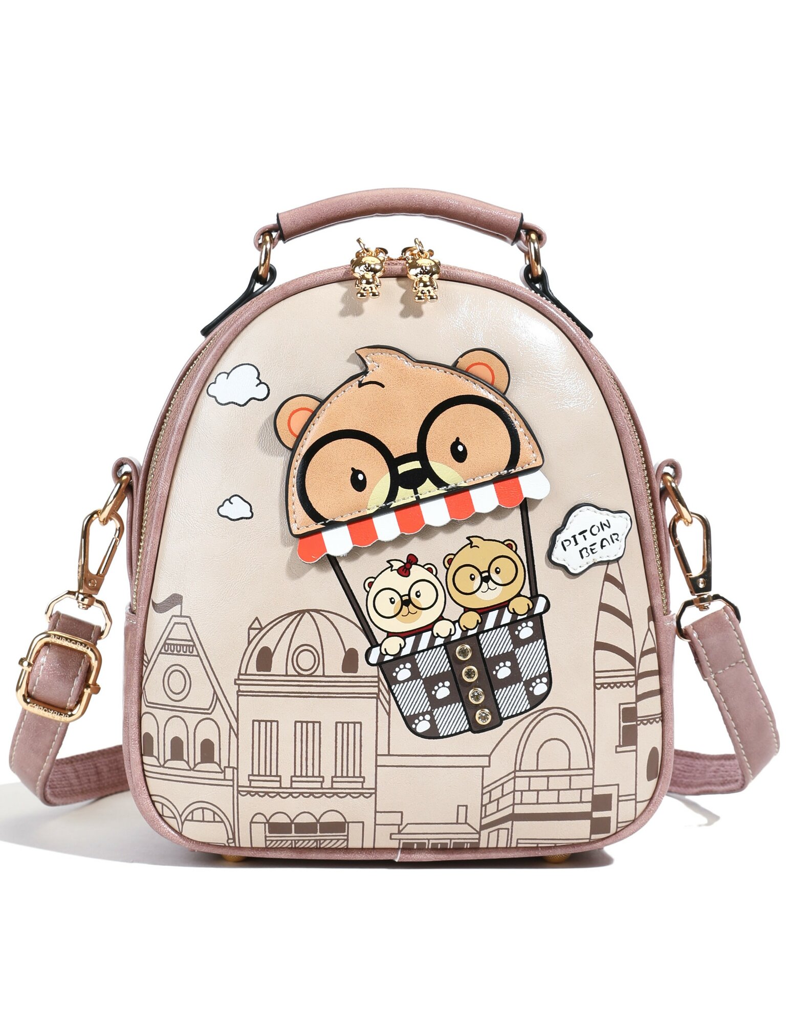 Рюкзак-трансформер Piton Bear городской, розовый, размер S