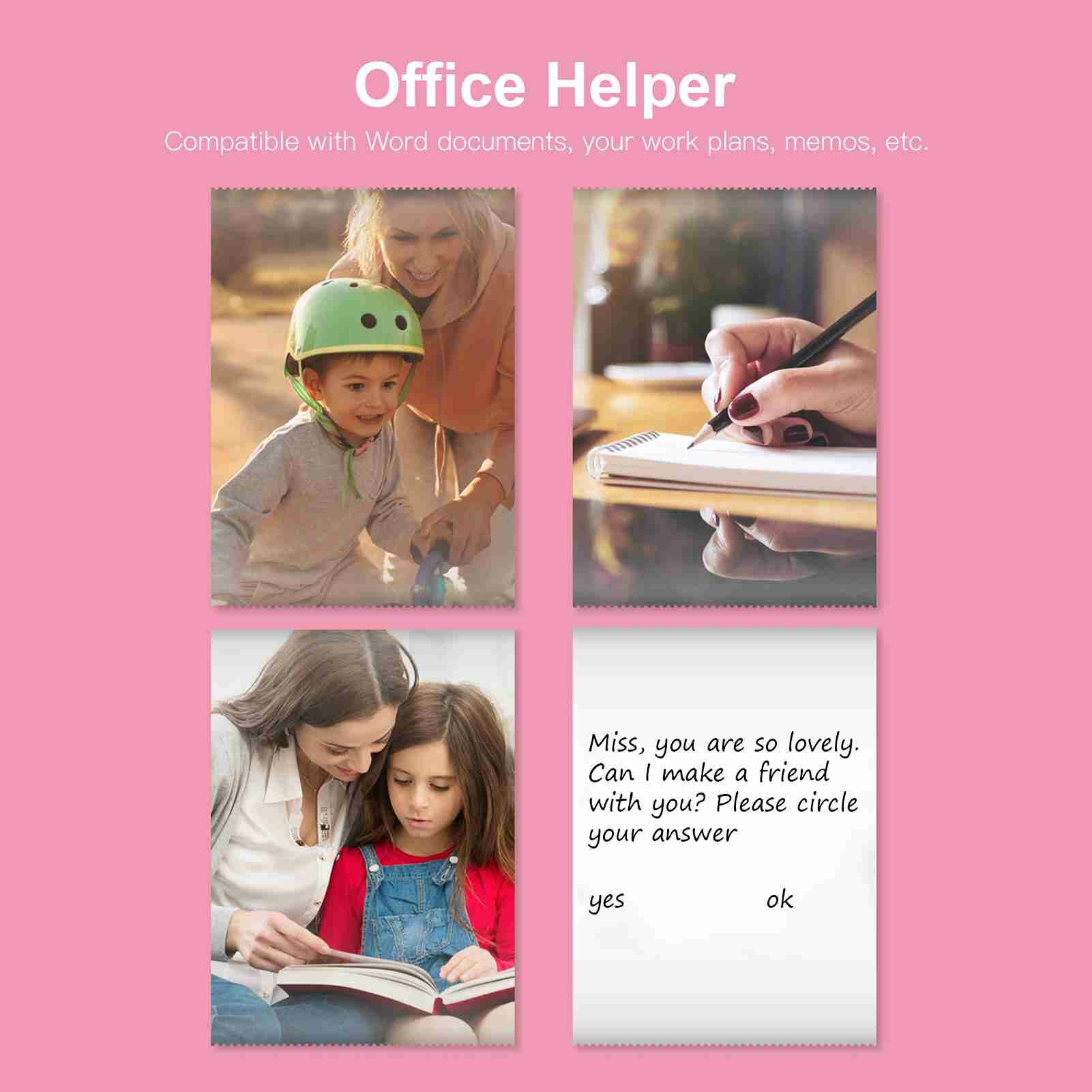 Многофункциональный портативный беспроводной мини-принтер для мгновенной печати фотографий, поддержка Bluetooth, подключение к смартфону, 6 рулонов термобумаги и 5 самоклеящихся полосок шириной 57 мм, совместимость с iOS и Android.