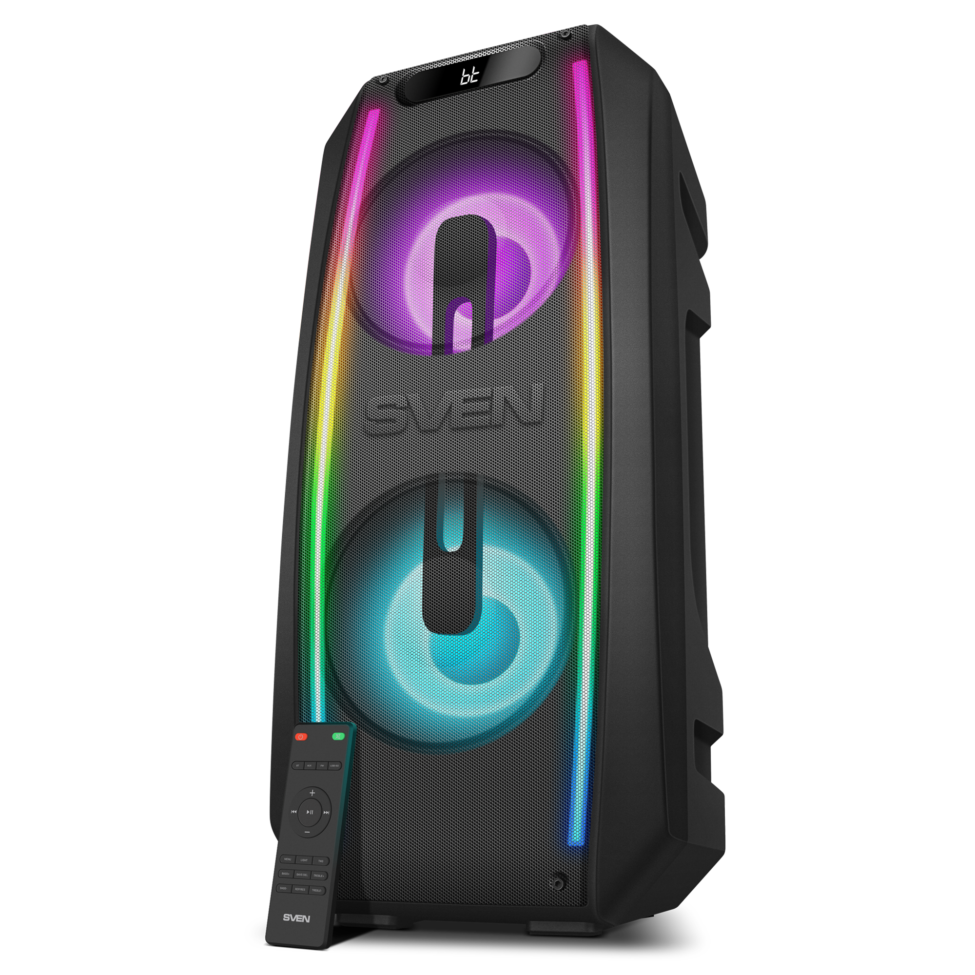 Патибокс SVEN PS-740, RGB подсветкой, Bluetooth, караоке и FM-радио