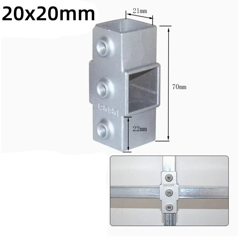 Стальной квадратный соединитель для трубы 20x20 мм 20x20mm-zhi4T
