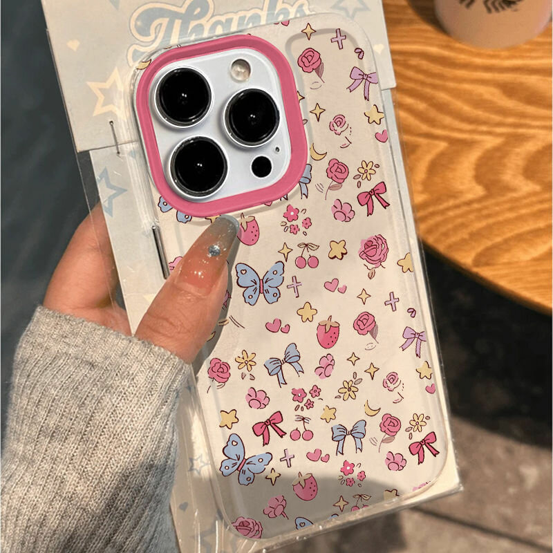 Чехол-бабочка MHSSZ1218, для Apple 16 PRO, прозрачный, космический стиль