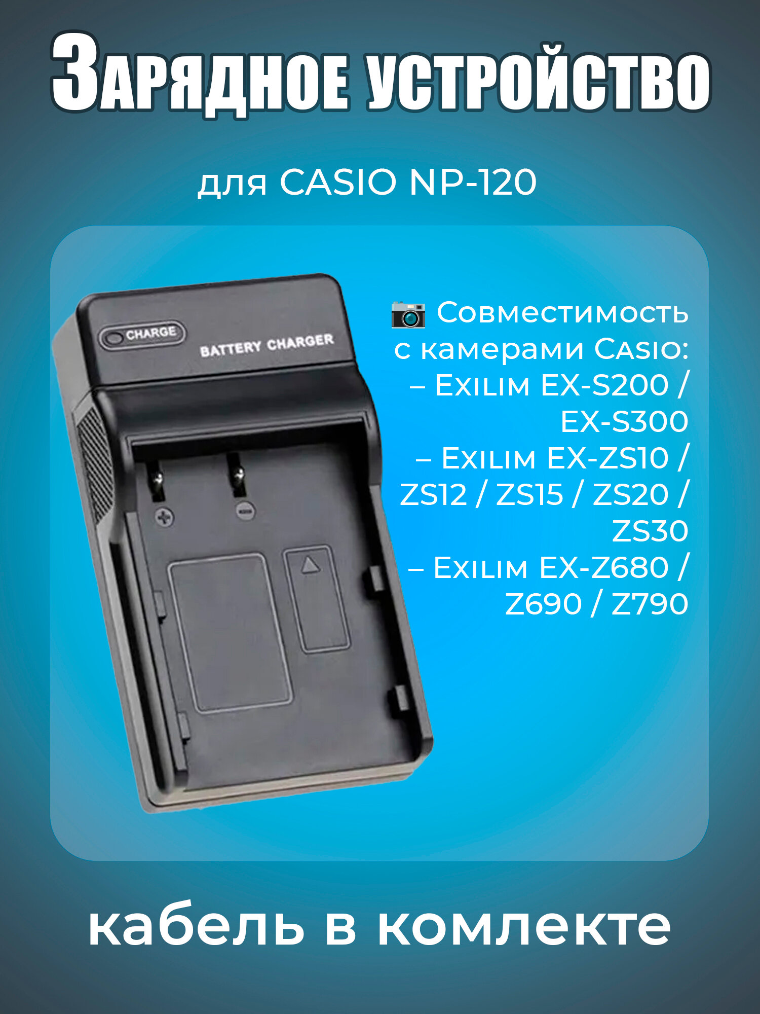 Зарядное устройство для CASIO NP-120 с кабелем Type-c