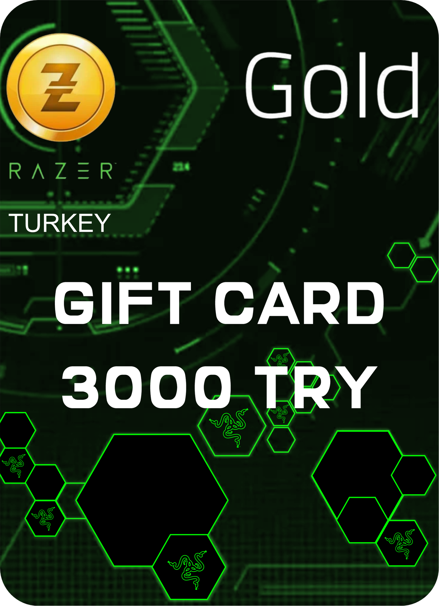 Подарочная карта Razer Gold 3000₺ Турция / Gift Card Razer Gold 3000₺ Turkey