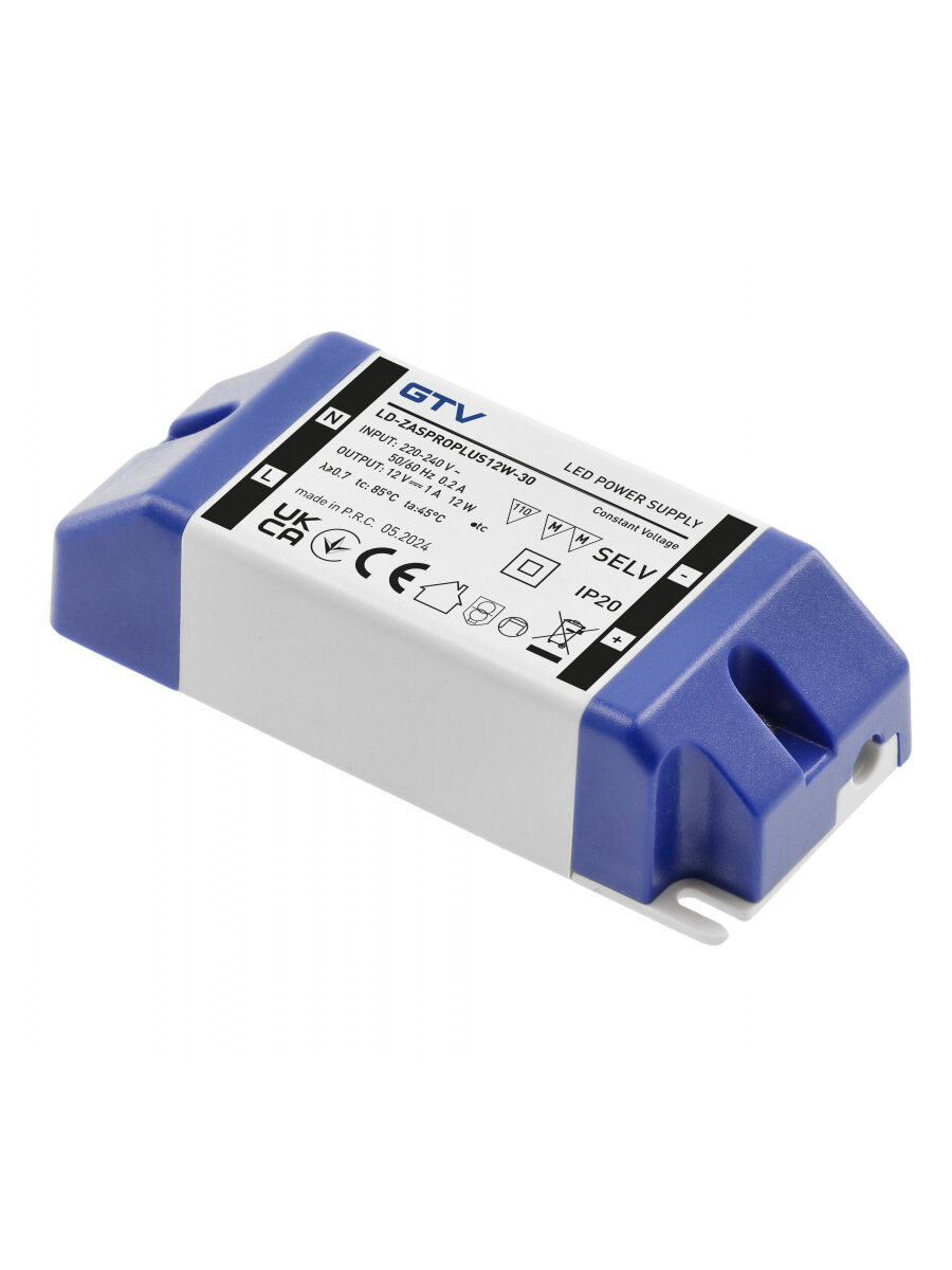 Блок питания GTV LED PRO+, для светодиодов, IP20, 12 Вт, 220/12 В