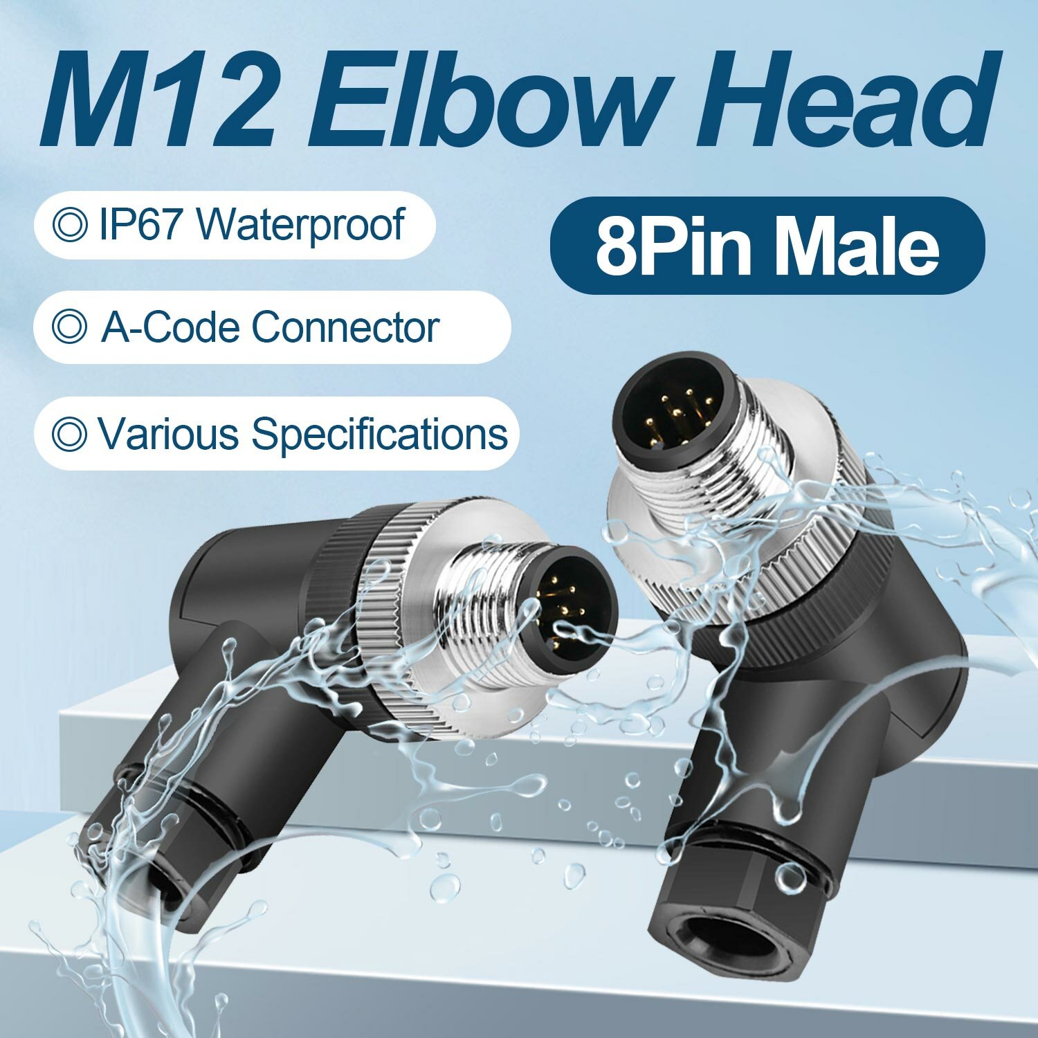 M12 8Pin соединитель датчика изгиба Мужский водонепроницаемый авиационный соединитель IP67 12MM Кодирование поля