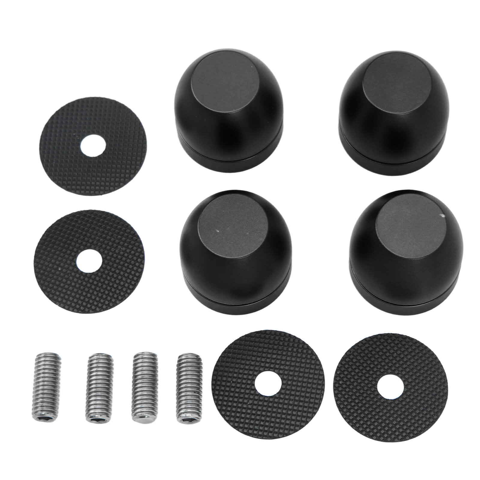 Комплект ножек для подставки для акустической системы из алюминиевого сплава. Подставки под усилитель. Амортизирующие накладки для аудиосистемы. Черные.