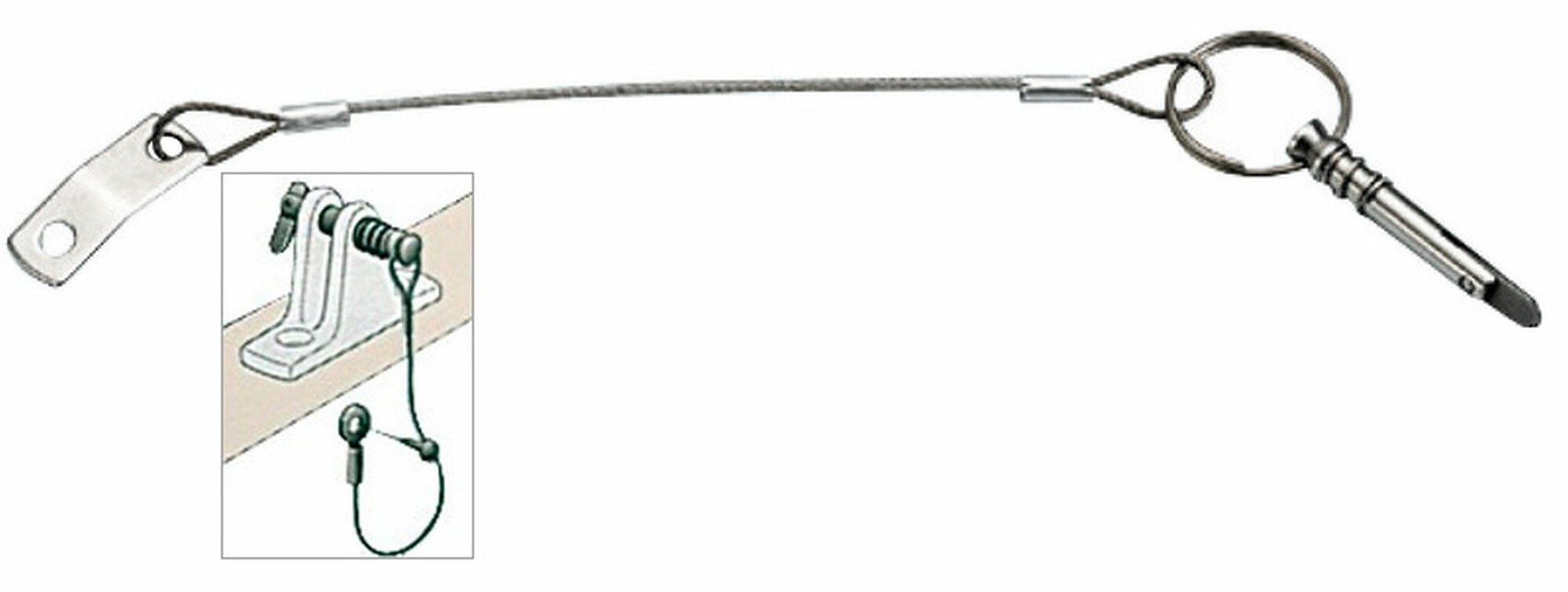 Штифт с подпружиненным стопорным эксцентриковым язычком и страховочным тросиком (10256085)