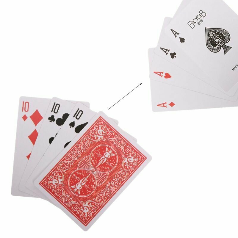 Трансформируйте Реквизит для Фокусов, Покерную Карту, Новинку, Волшебные Игральные Карты, 4 Карты, 10, в Карту Смены Масти для Начинающих Фокусников