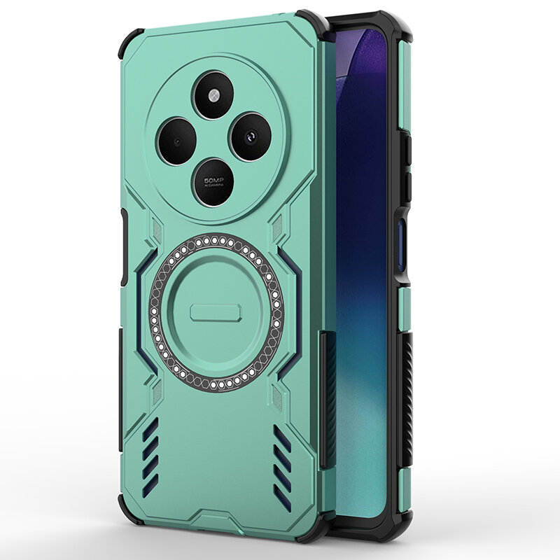 Подходит для Redmi 14C 4G / Сяоми Поко C75 Чехол для смартфона поддержкой зарядки Magsafe, Поко C75, подставка, soft touch, матовая поверхность, защита камеры, ударопрочный, усиленные углы, soft touch