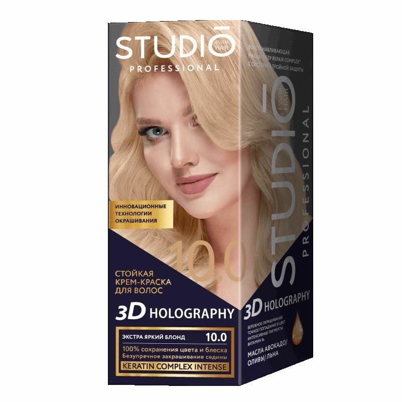 Крем-краска для волос STUDIO 3D 10.0 Экстра яркий блонд