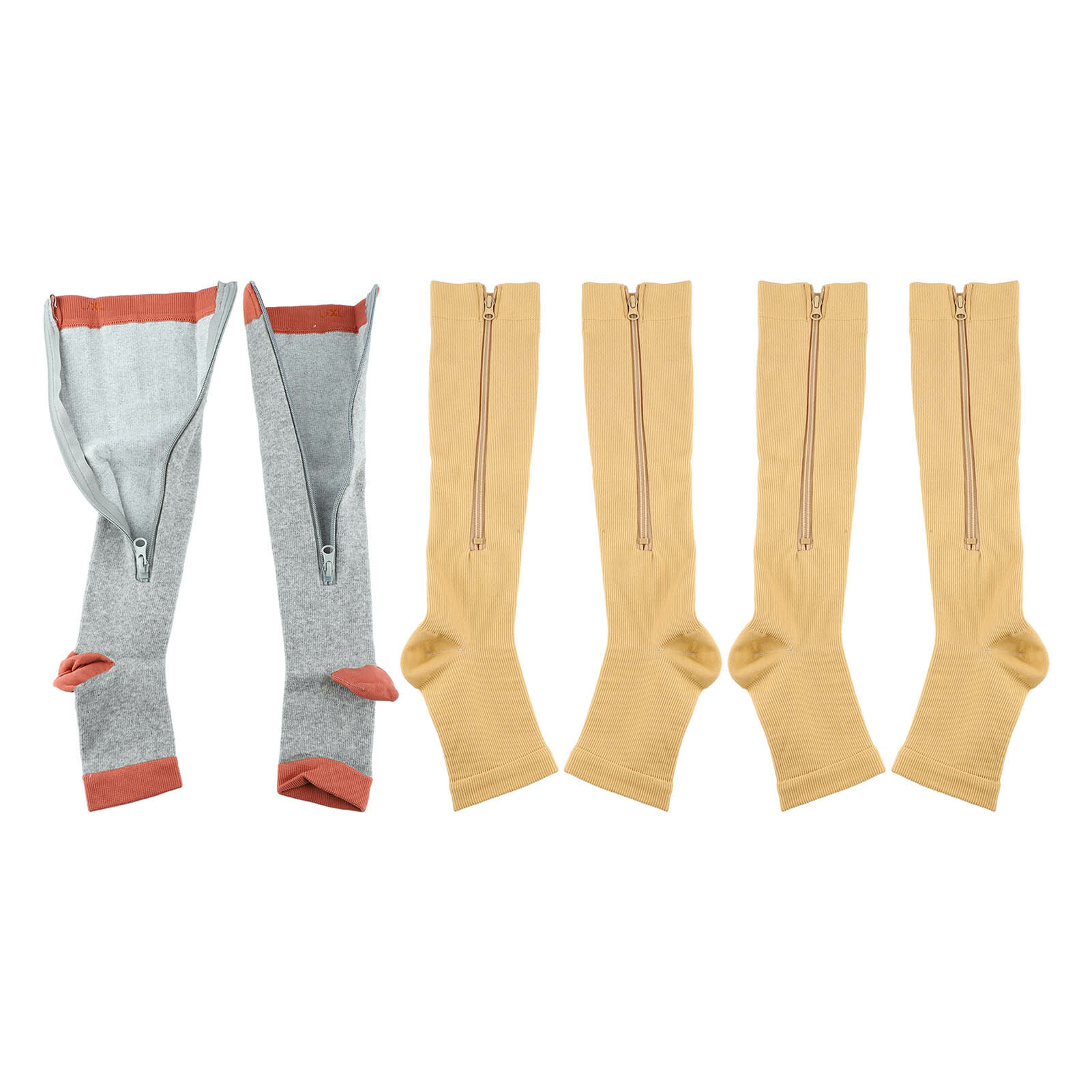 Пары компрессионных носков на молнии, дышащие, с открытым носком, спортивные, компрессионные носки для мужчин и женщин, для велоспорта, размер XXL