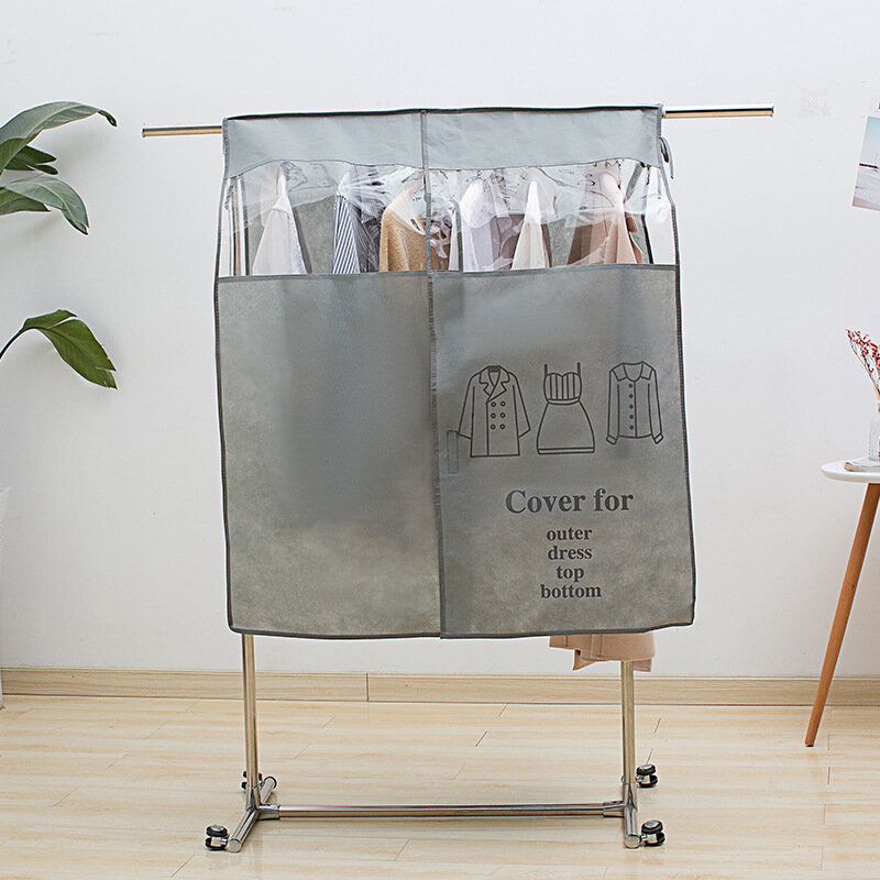 Пылезащитный чехол для одежды Нетканый материал для предотвращения пыли Водонепроницаемые прозрачные оконные конструкции Подвесные защитные средства для одежды Серый