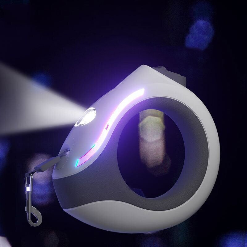 Поводок-рулетка круглая "Свободные руки" с фонариком, 3 метра