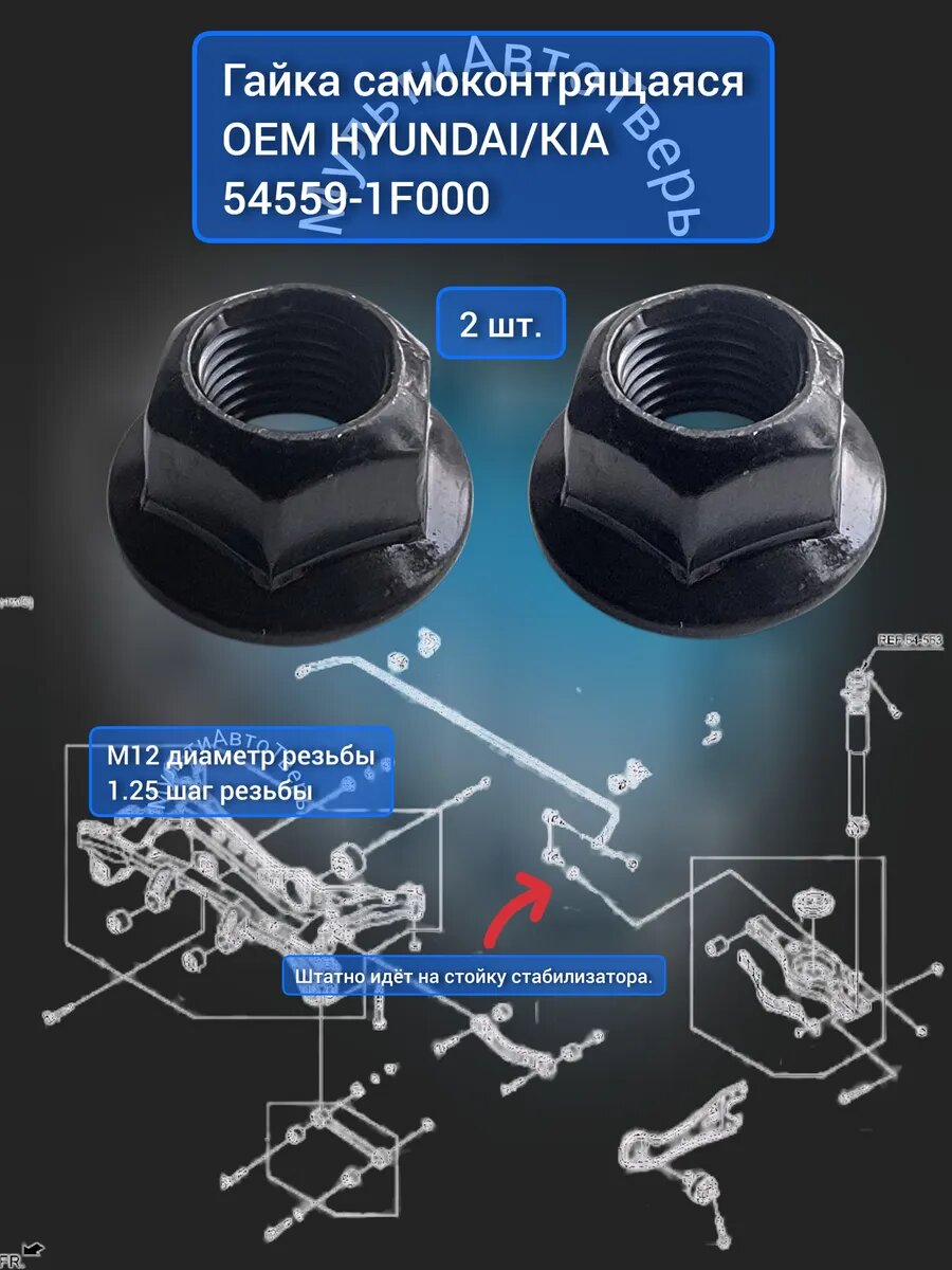 Гайка самоконтрящаяся 2 шт. OEM M12 1.25
