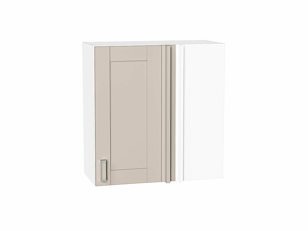 Шкаф верхний прямой угловой Лофт, цвет фасада Cream Silk, цвет каркаса Белый, 716*700*345 мм