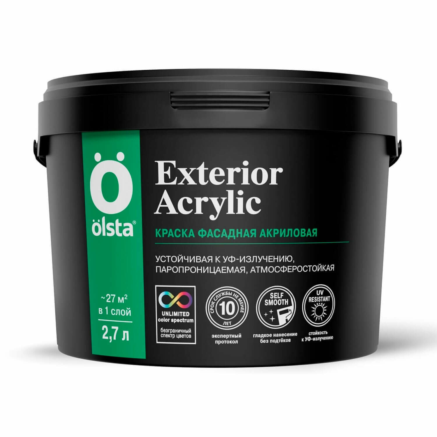 Краска OLSTA Exterior ACRILIC фасадная, акриловая, База А 2,7л