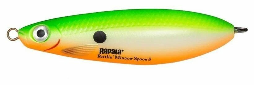 Блесна колебалка незацепляйка RAPALA Rattlin' Minnow Spoon 08 /GSU / 8см, 16гр. приманка с шумовой камерой ++