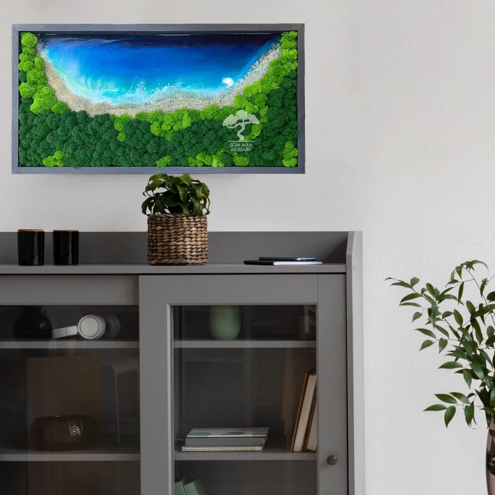 Картина из мха "Крымский берег", 80*40см. Дом Мха - MossArt.