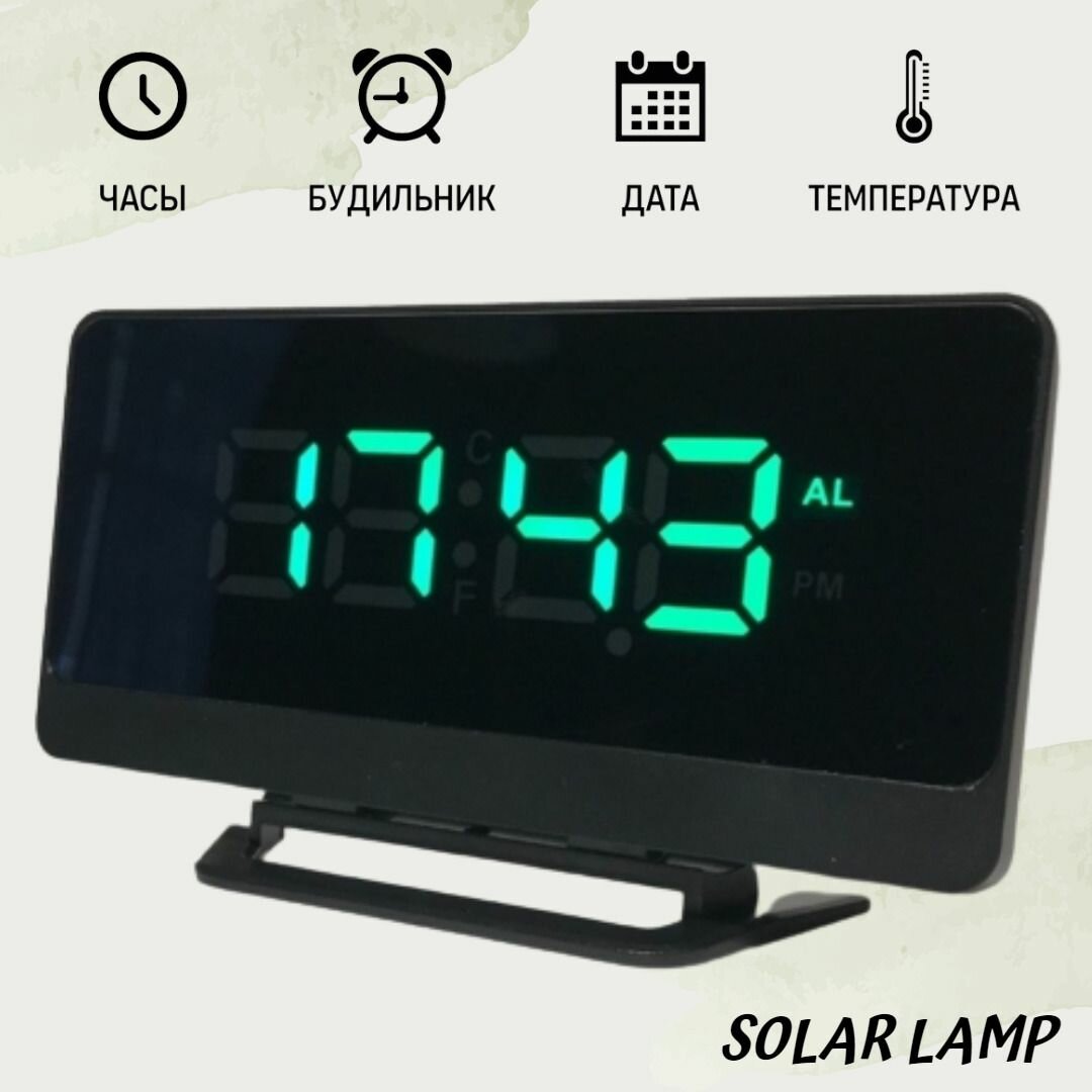 Электронные настольные часы с будильником, температурой и зеленой подсветкой – стильный аксессуар для дома и офиса