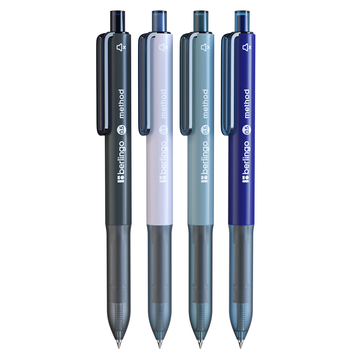 Комплект 24 шт, Ручка-роллер автоматическая Berlingo "Method" синяя, 0.5мм