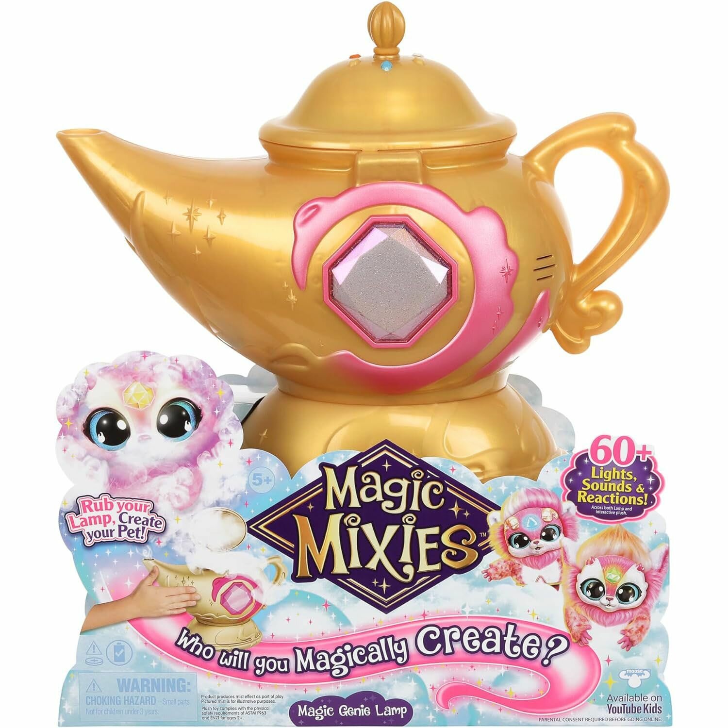 Игровой набор Magic Mixies Волшебная лампа джинна с интерактивной плюшевой игрушкой 8" розового цвета, розовый -hz