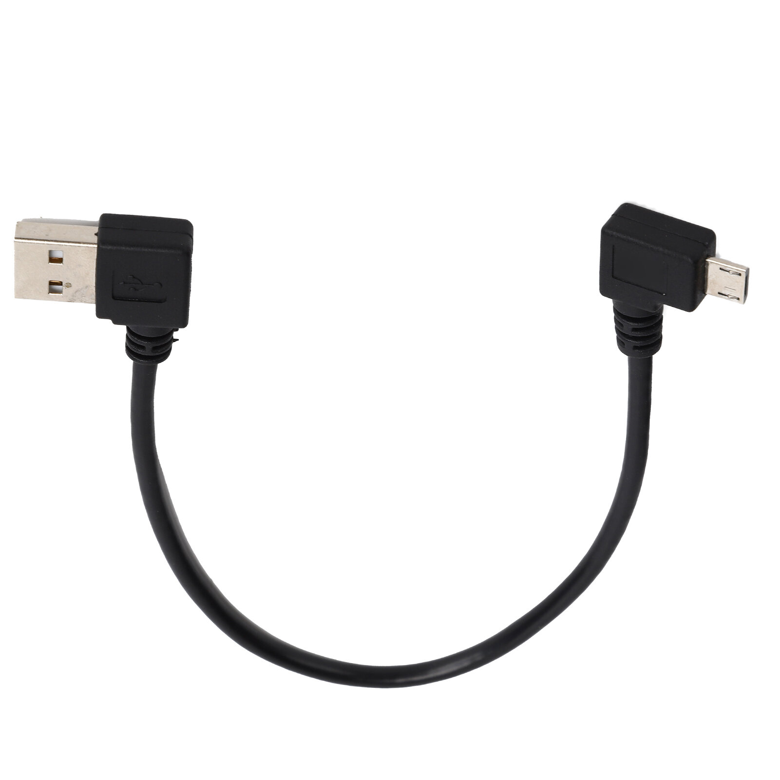 Кабель USBA-Micro USB (папа) для передачи данных, угловой, 24 см, черный, для быстрой зарядки устройств Android, короткий гибкий адаптер для зарядного устройства и автомобиля
