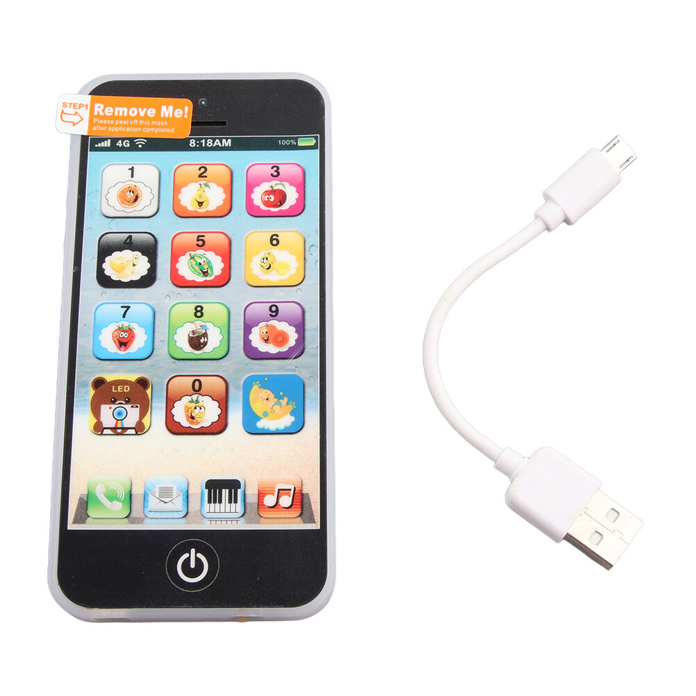Kids Phone Toy Rechargeable Play Mobile Cell with Touch Screen Lights Music Children Baby Educational Learning Toys Christmas Gift