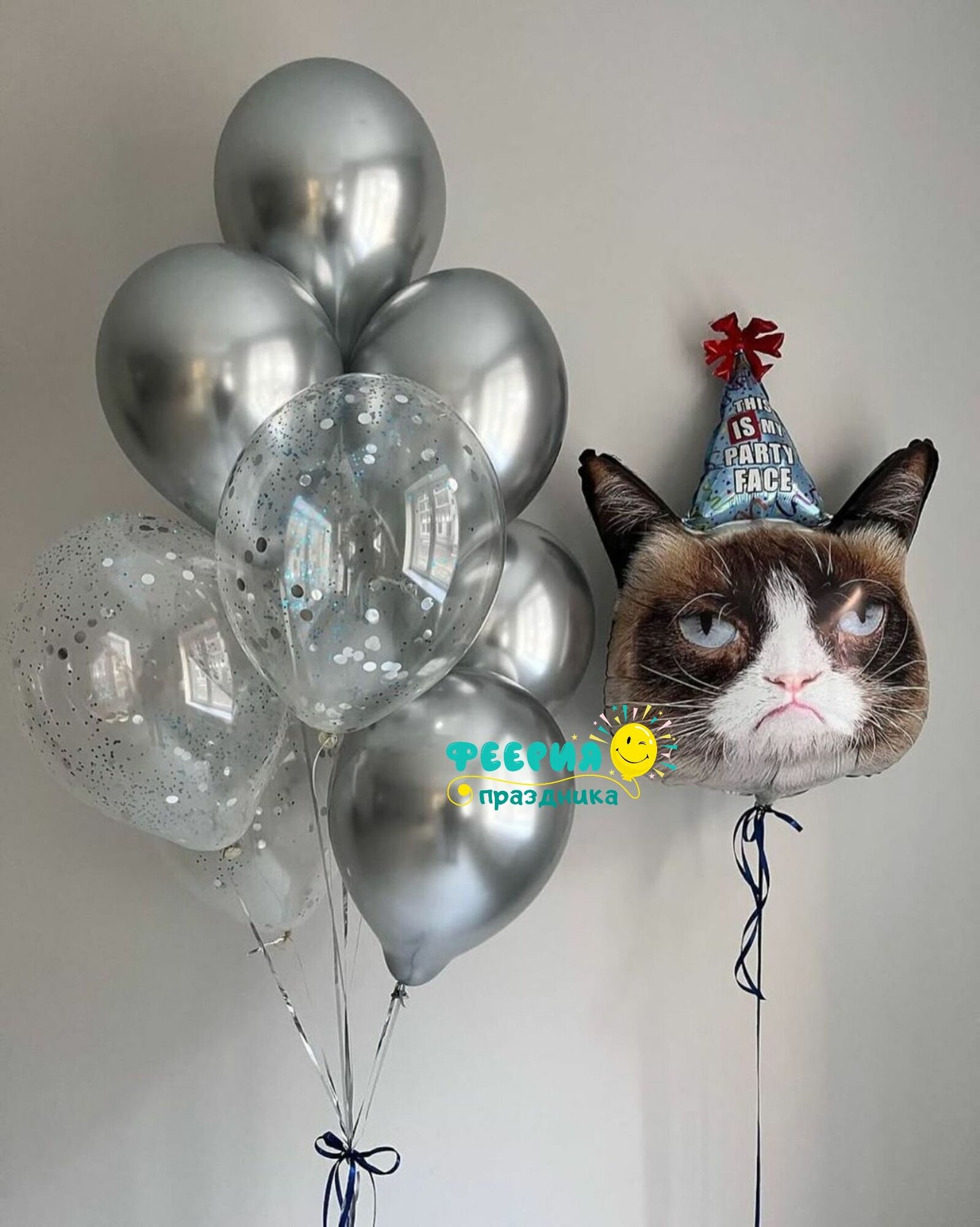 Набор гелиевых шаров (уже надуты) сет48 кот