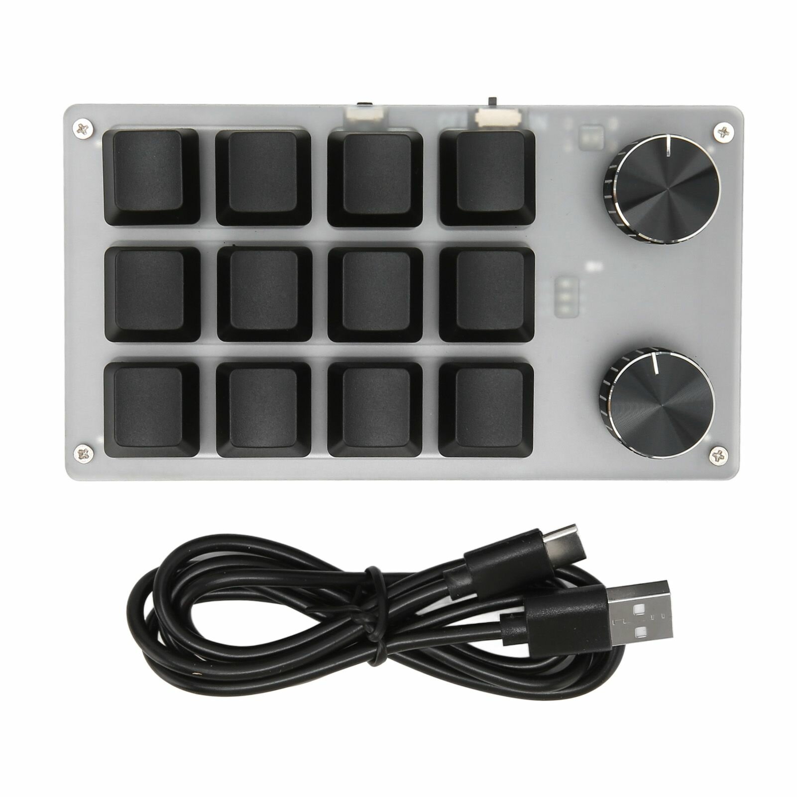 Механическая мини-клавиатура с красными переключателями, двухрежимная, программируемая, 12 клавиш и 2 ручки для игр, офиса, управления мультимедиа, Plug and Play