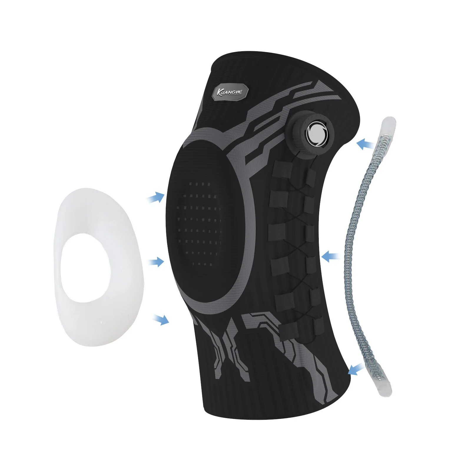 Куангми Компрессионный наколенник для взрослых L, Black Left