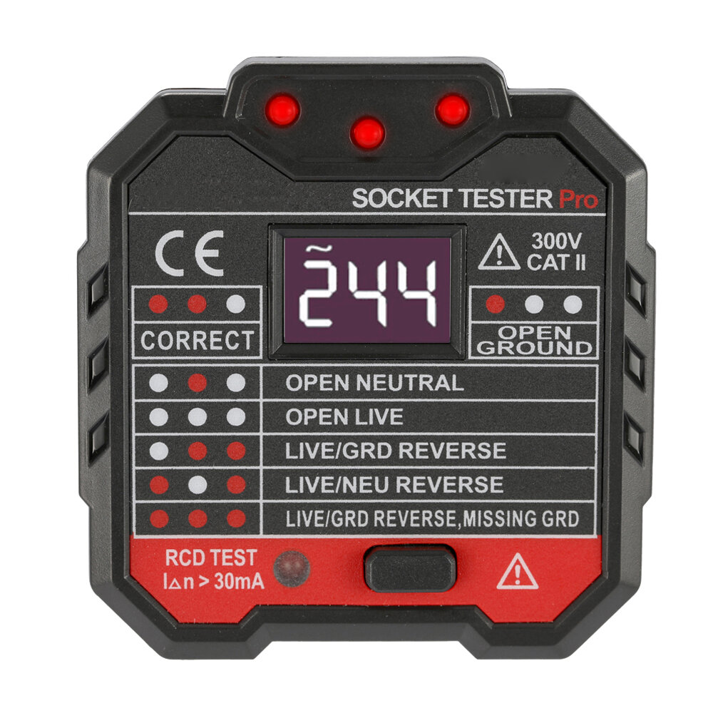 KKmoon KKM5 Цифровой детектор розеток, портативный тестер полярности и напряжения цепей, детектор автоматических выключателей, прибор для проверки УЗО.