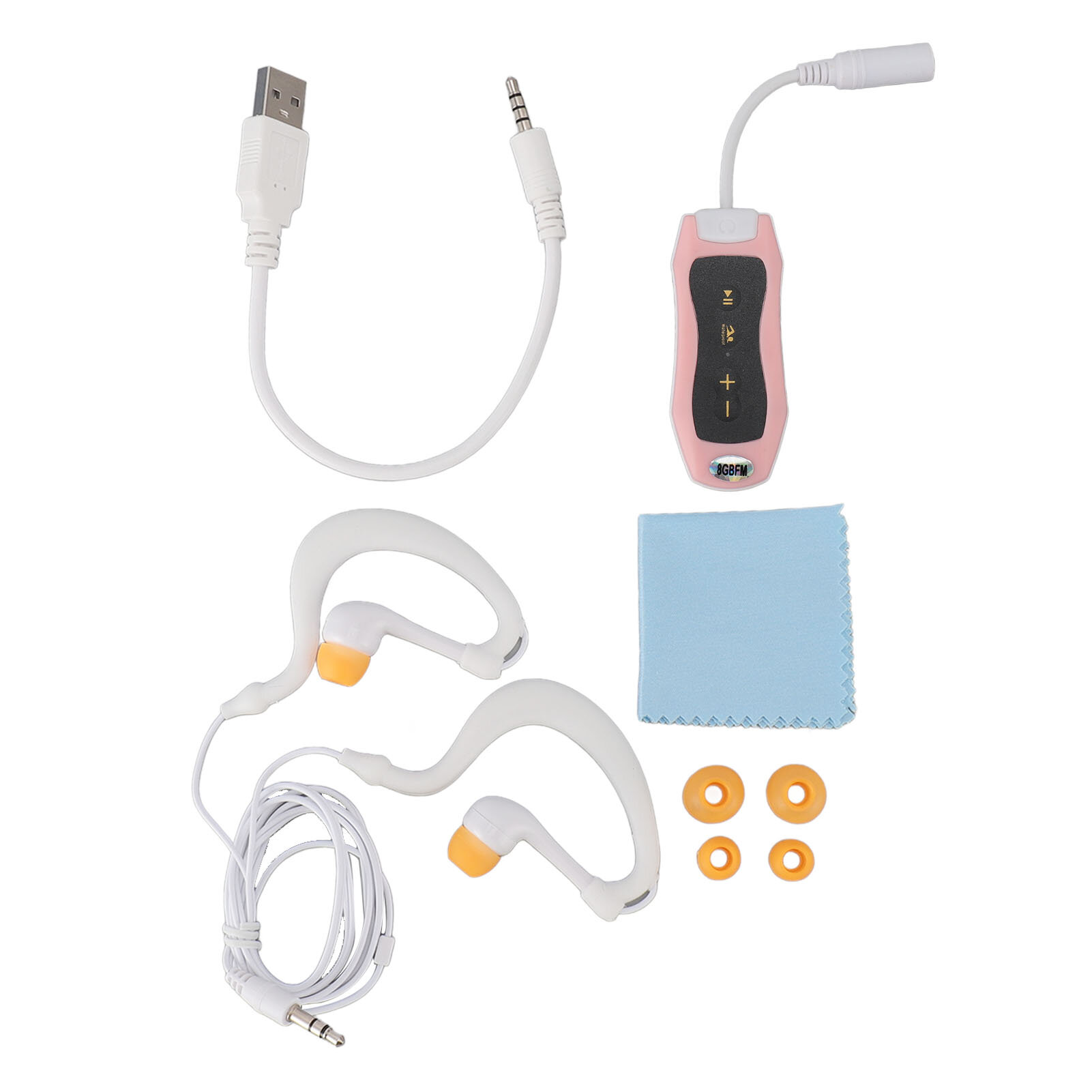 MP3-плеер IPX8, водонепроницаемый, перезаряжаемый, USB 2.0, с наушниками, подходит для плавания, дайвинга, бега, Roseate, 8 ГБ