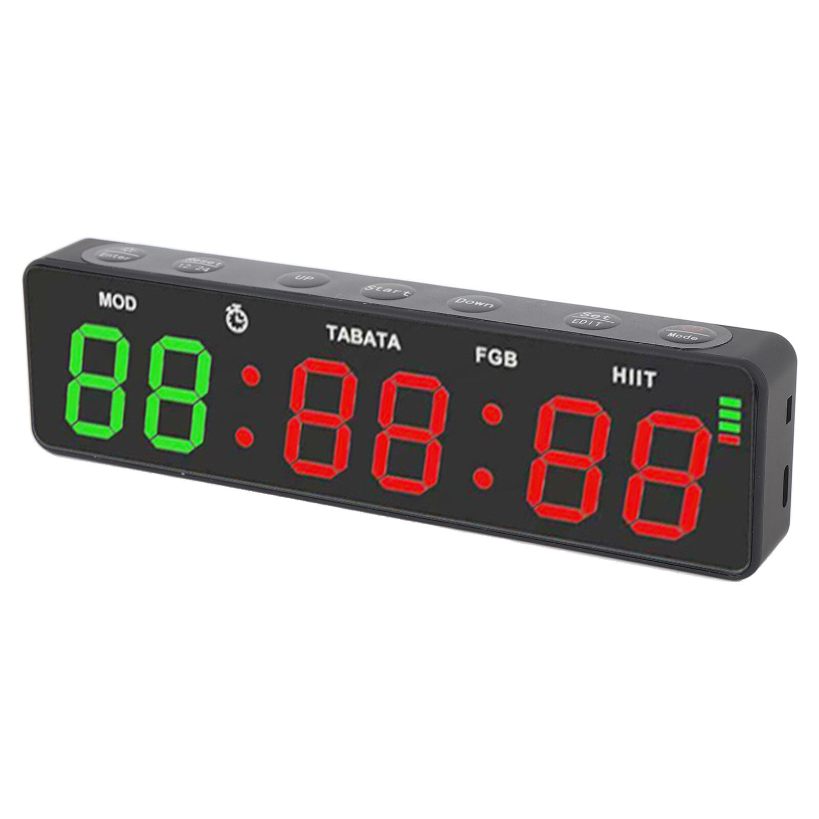 Портативный спортивный таймер со Магнитом Заряжаемый Интервальный Фитнес Цифровой Таймер со Стопвором для Дома Гаража Бокса, Материал ABS, Ёмкость батареи 1000mAh Li Battery, В комплект входят 1 Таймер, 1 Кабель для зарядки, 1 Сумка для хранения, 1