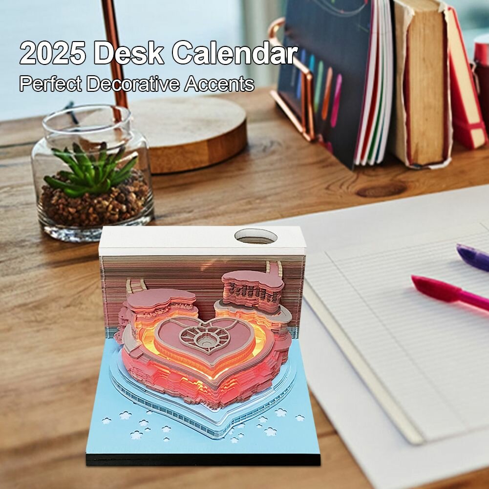 3D настольный календарь, 2025 блокнот декоративный, многофункциональный