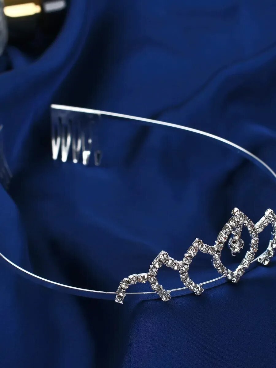 Диадема "Феерия" капли, 3 см, серебро