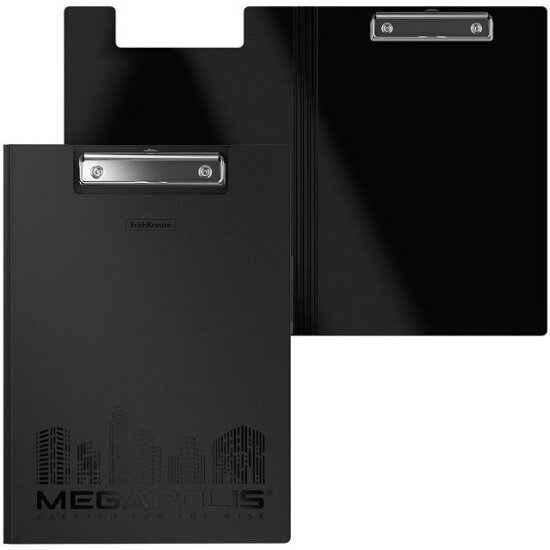 Планшет Erich Krause ErichKrause MEGAPOLIS А4 вертик. черный полипропилен выборочный УФ-лак с крышкой