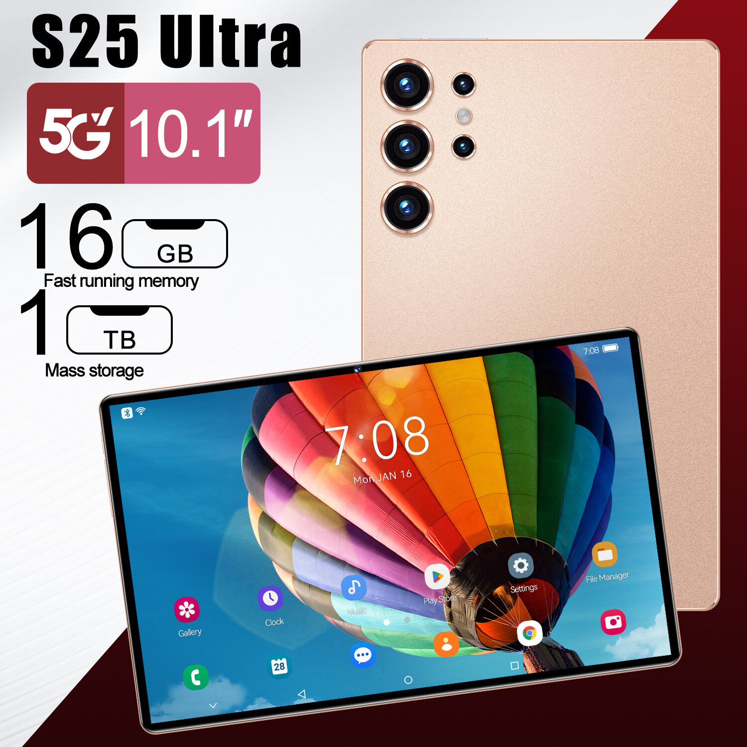 Планшет S25 Ultra 10.1" 16/1024 ГБ, Android 15, 5G, 2sim, стилус+клавиатура, 10000 мАч, Ким