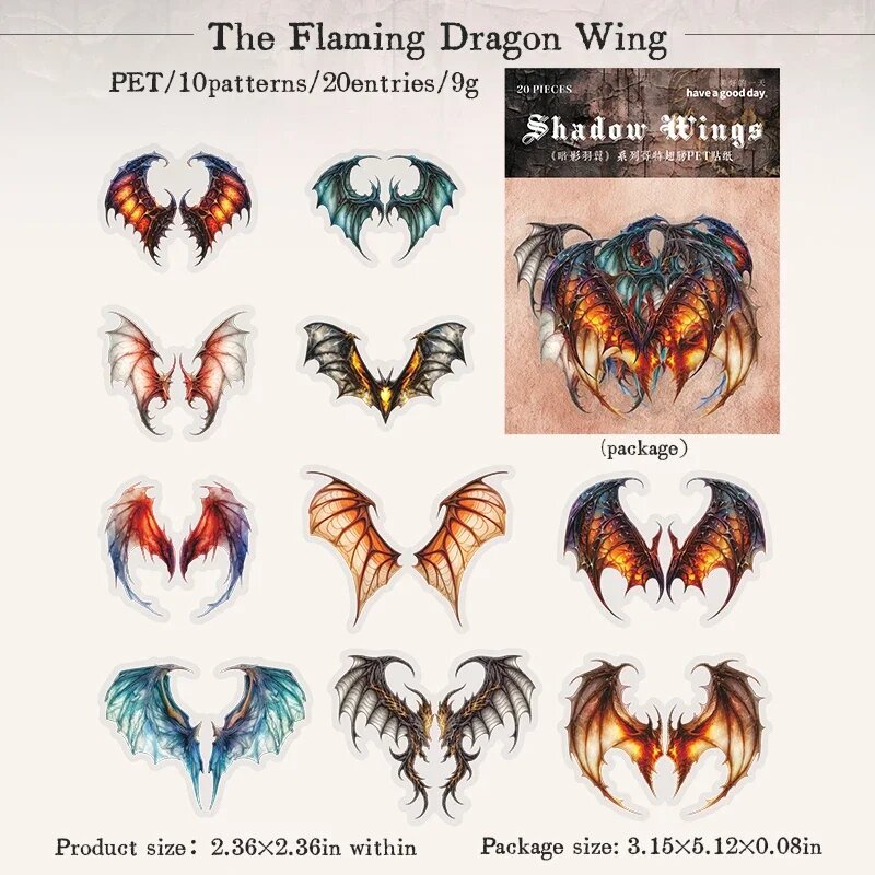 Наклейки "Теневые крылья" F Dragon Wings, 20 шт