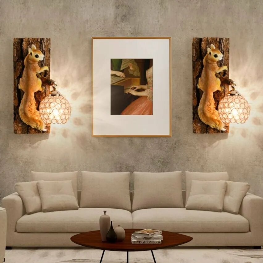 Настенный светильник "Родная белка", E27, хрустальный, 3-8 м2