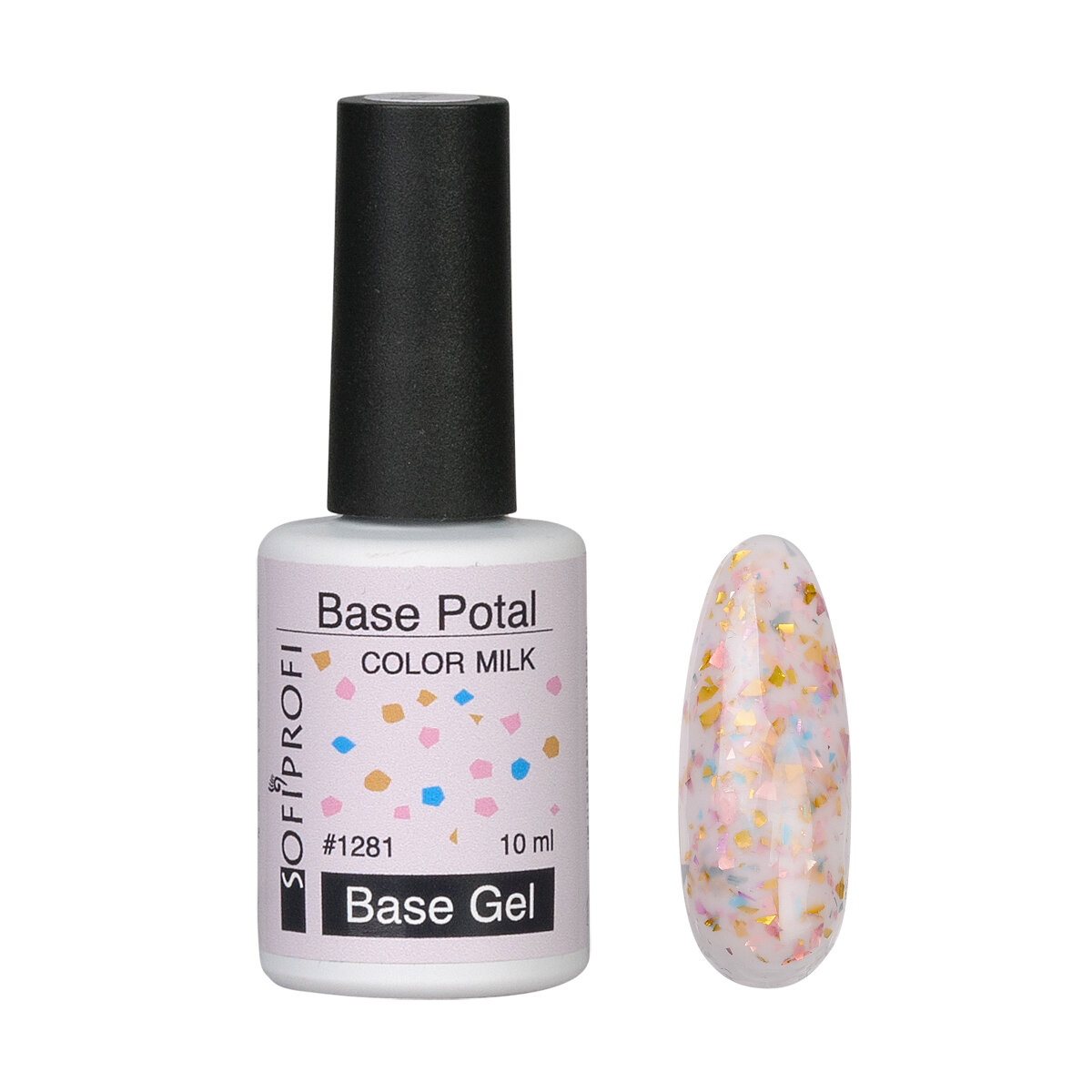 База для ногтей c полупрозрачной поталью Тон 1281 Sofiprofi Base Potal Color Milk, 10 мл