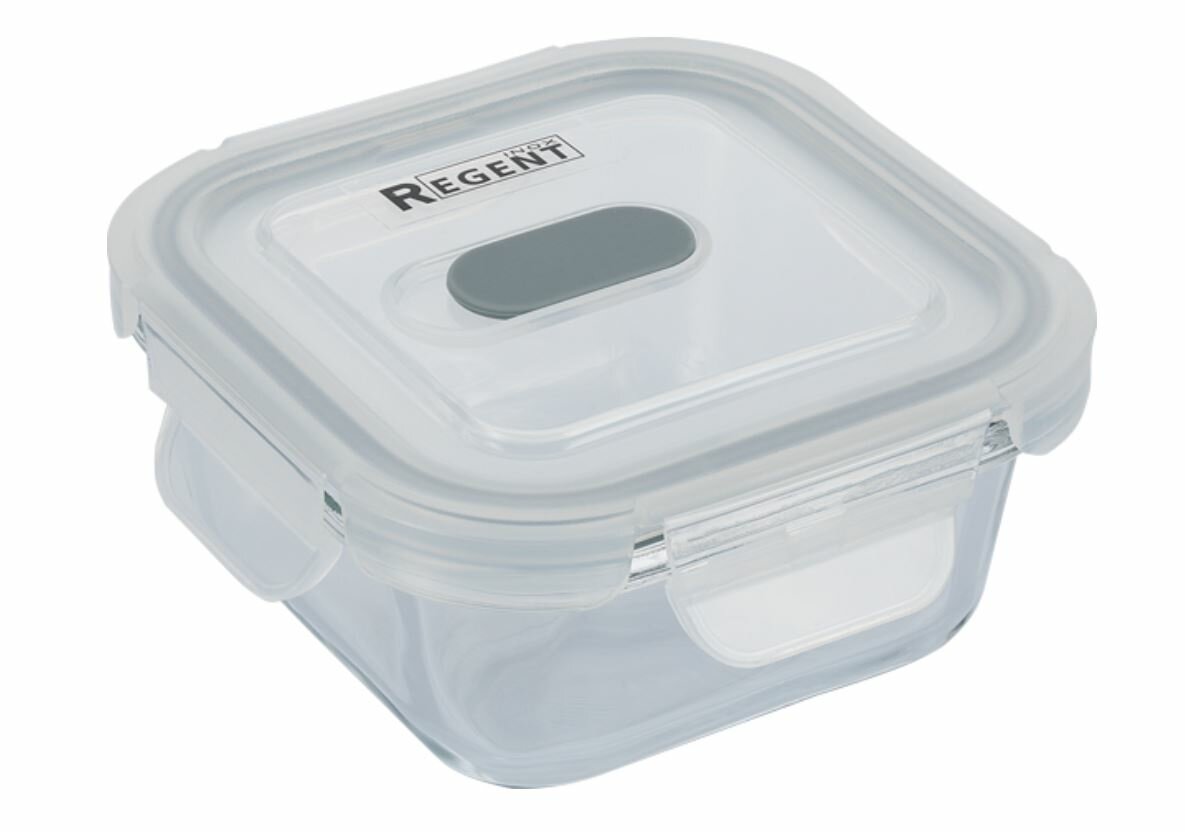 Regent inox 64-22300 Квадратный стеклянный контейнер с крышкой 300 мл Linea Desco