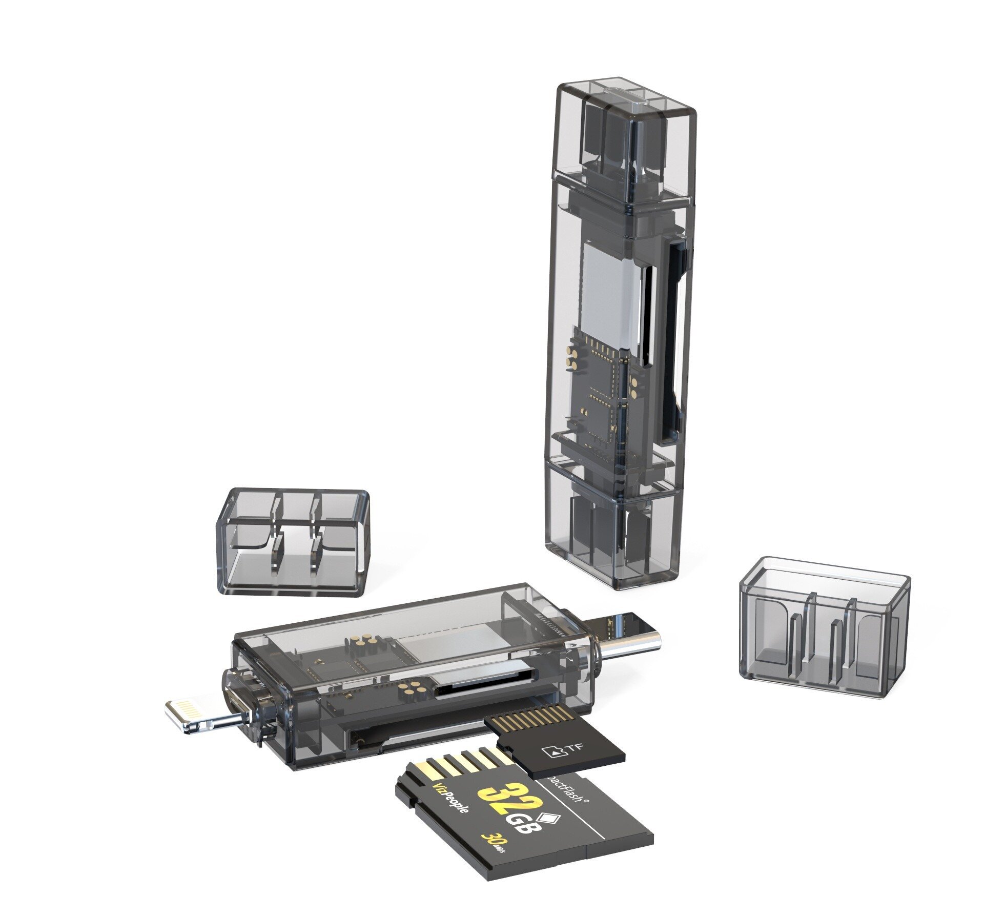 Картридер USB + Type-C 2 в 1, для SD/microSD карт, OTG, универсальный, для телефона, ноутбука, планшета