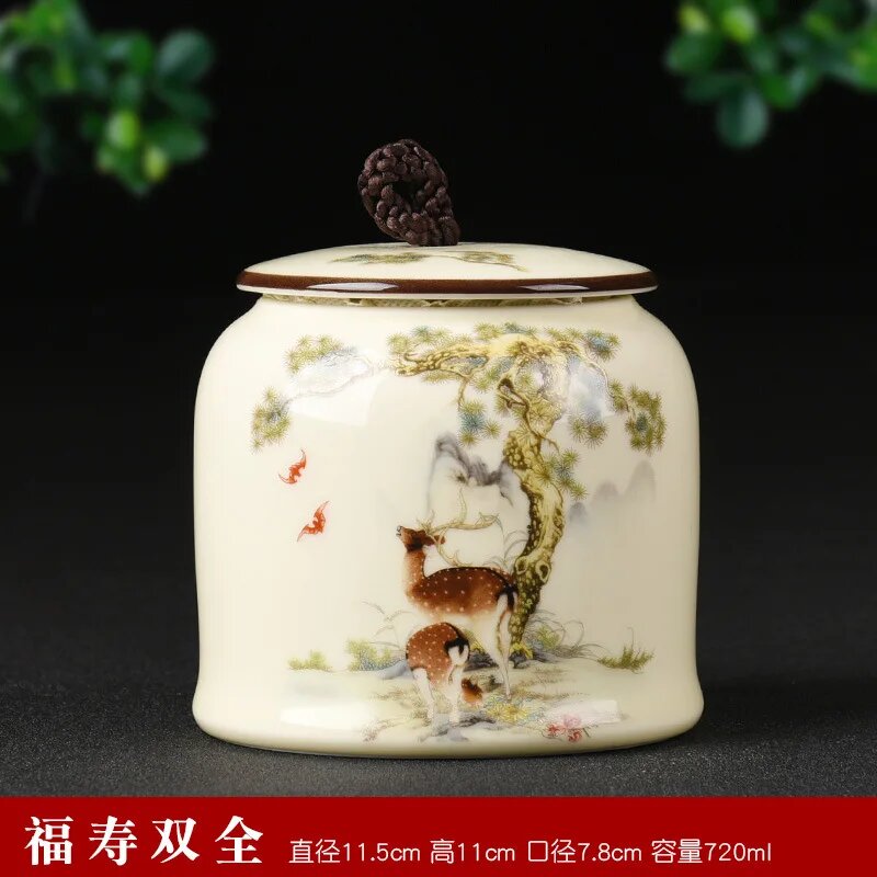 Китайская винтажная керамическая чайница, белый узор, 750мл, 1 шт